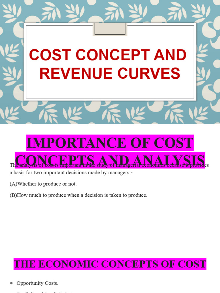 Cost Concept Ppt | PDF | Management Accounting | Pricing