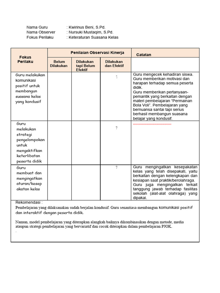 Format Observasi GURU PMM | PDF