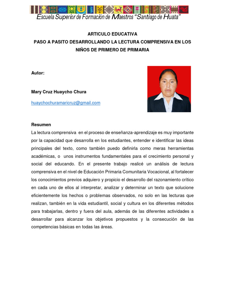 Huaycho Chura Mary Cruz 3ro Epcv | PDF | Enseñando | Aprendizaje