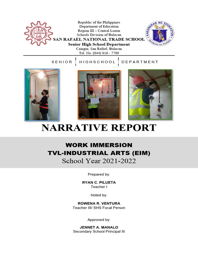 Narrative Report Work Immersion - Eim - 2022 | PDF | Learning | Behavior Modification
