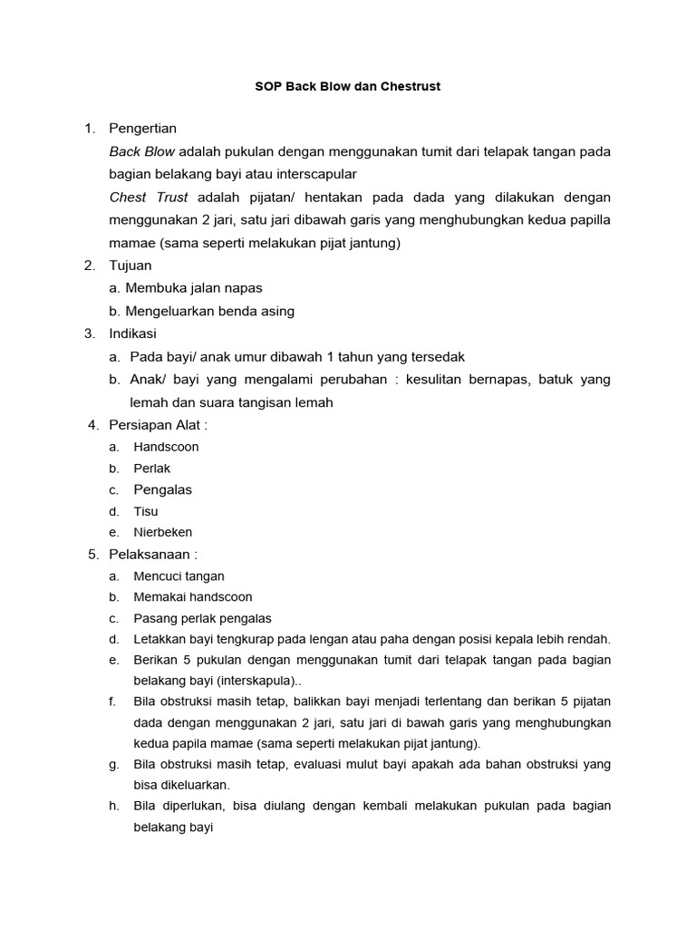 Prosedur Back Blow untuk Anak Tersedak | PDF