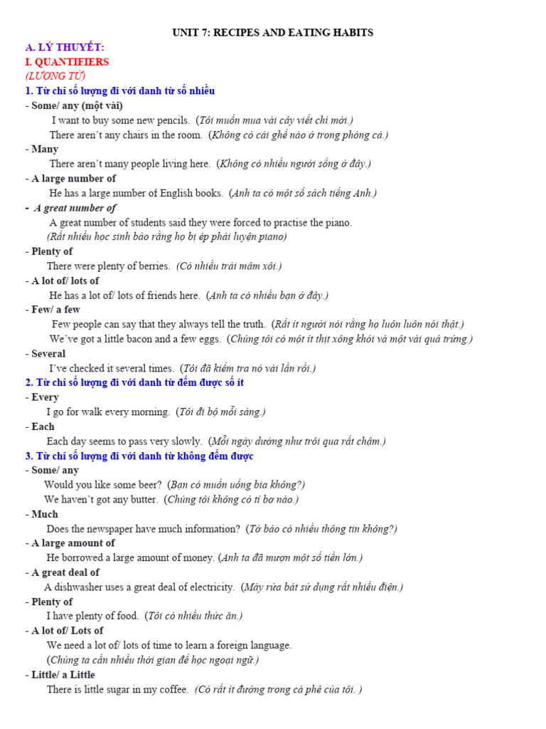 Unit 7. Recipes and Eating Habits | PDF