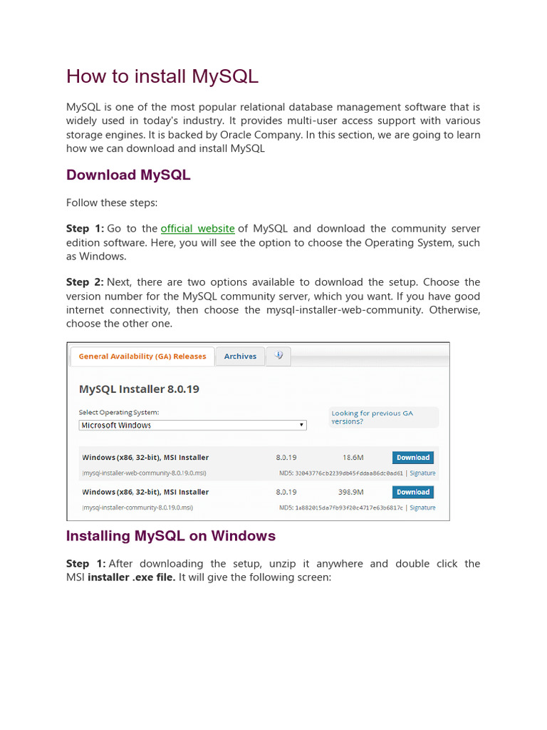To Install Mysql | PDF | My Sql | Software