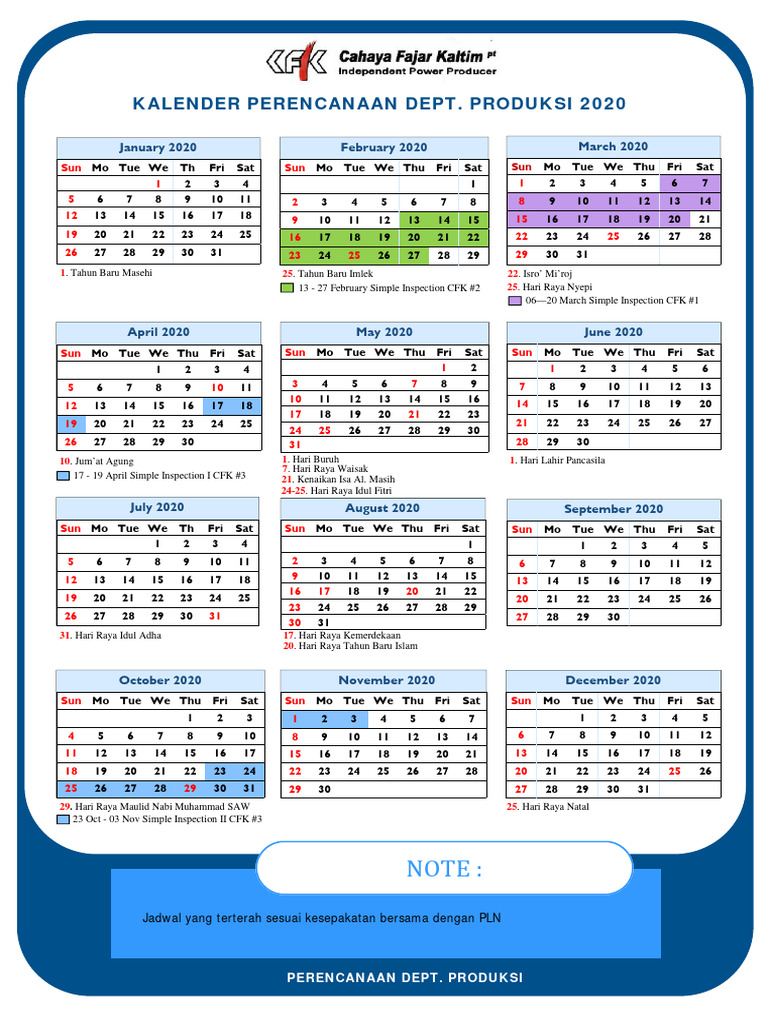 Kalender Perencanaan Produksi 2020 | PDF | Observances | Observances Set