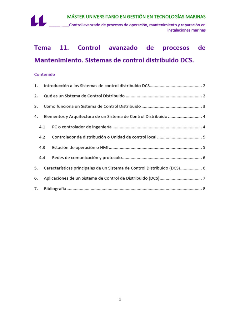 Tema 11. Sistema de Control Distribuido DCS | PDF | Controlador lógico programable | Hardware de ...