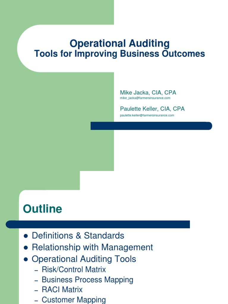 Operational Auditing: Tools for Improving Business Outcomes