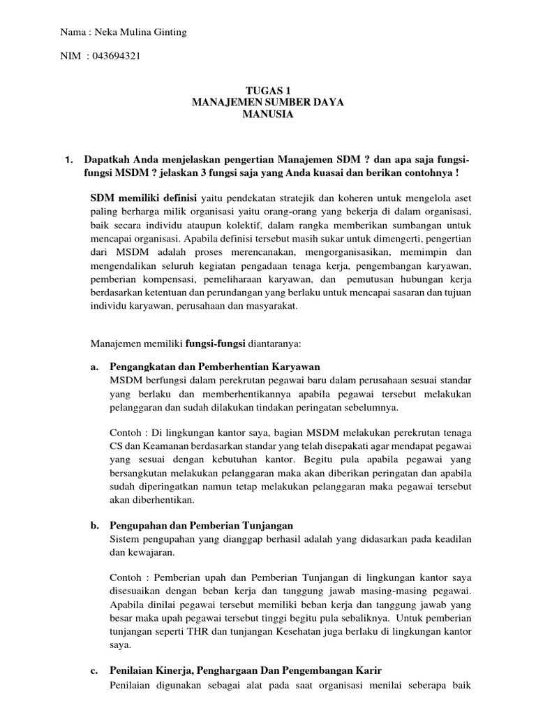 Tugas 1 MSDM | PDF
