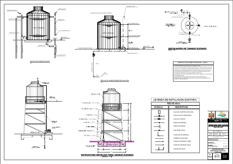 Detalles de Tanque Elevado y Estructura | PDF | Bomba | Hidráulica