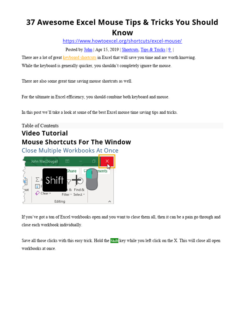 37 Awesome Excel Mouse Tips & Tricks You Should Know | Download Free ...