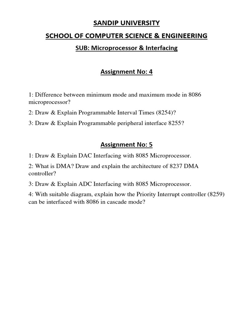 Microprocessor Assignments | PDF | Teaching Methods & Materials | Computers