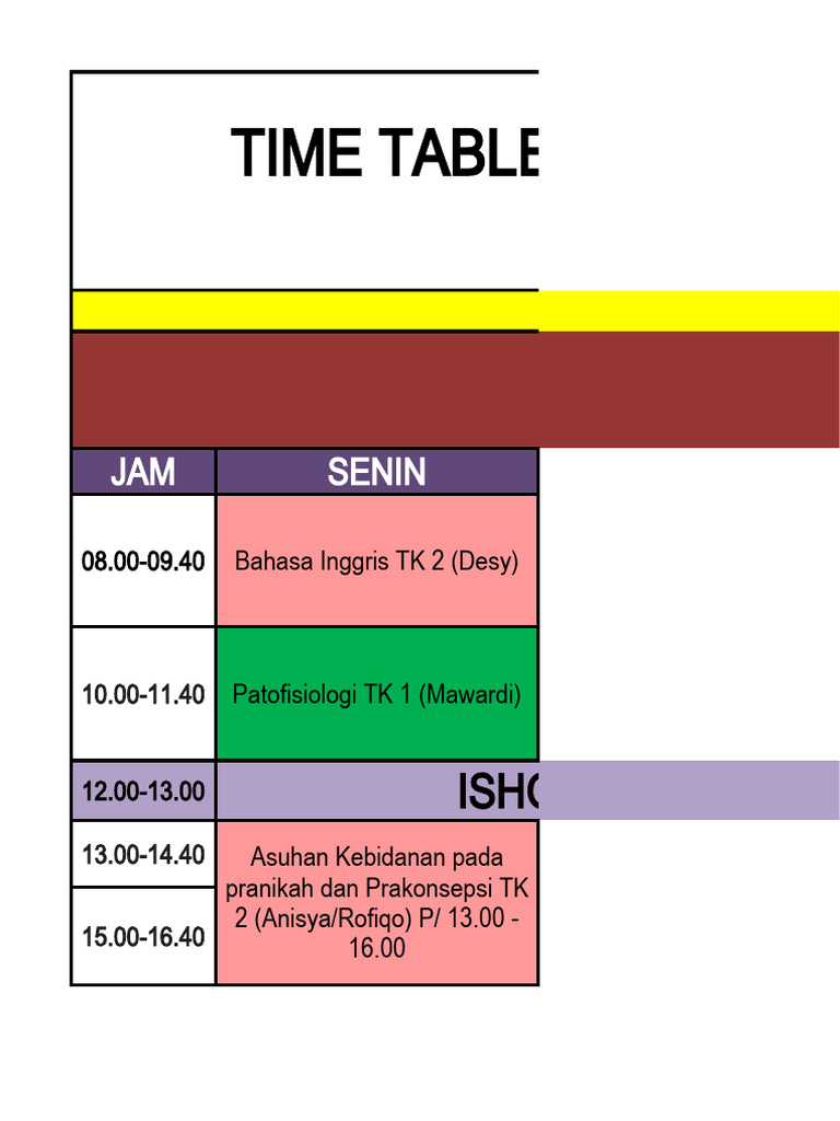 Time Tabel Genap Ikmb 2024 | PDF | Kesehatan Holistik | Sains & Matematika