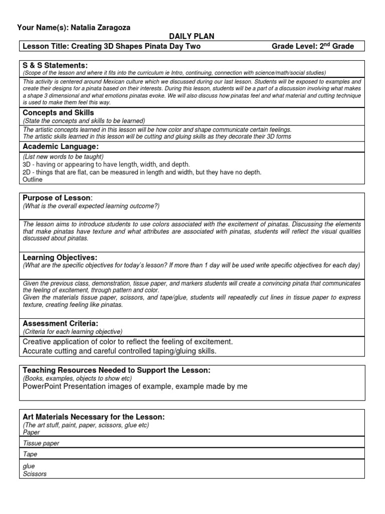 Pinata Day Two Lesson Reflection | PDF | Behavior Modification | Learning