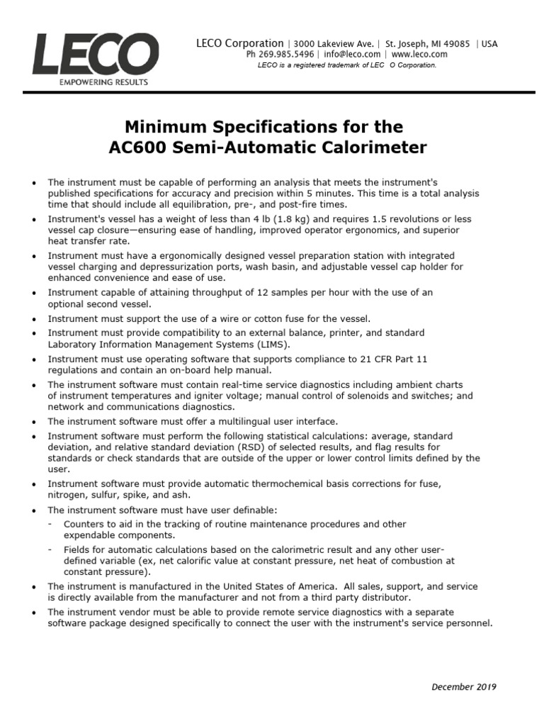 Ac600 Minimum Specs | PDF