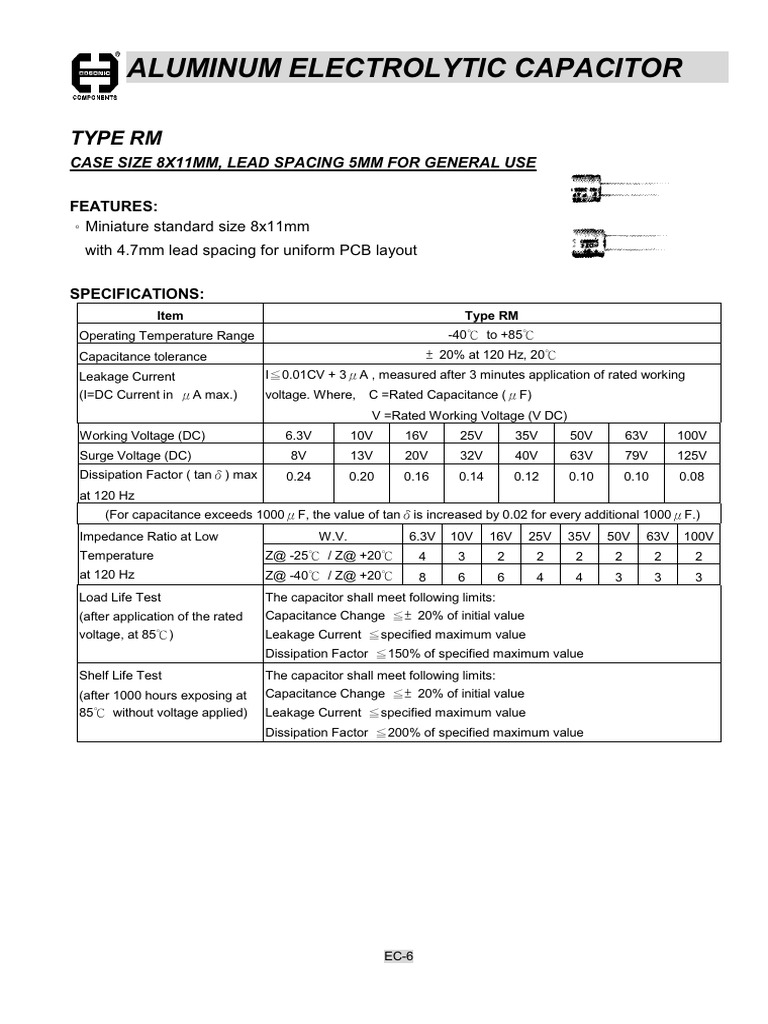 Cosonic (Radial Thru-Hole) RM Series | PDF