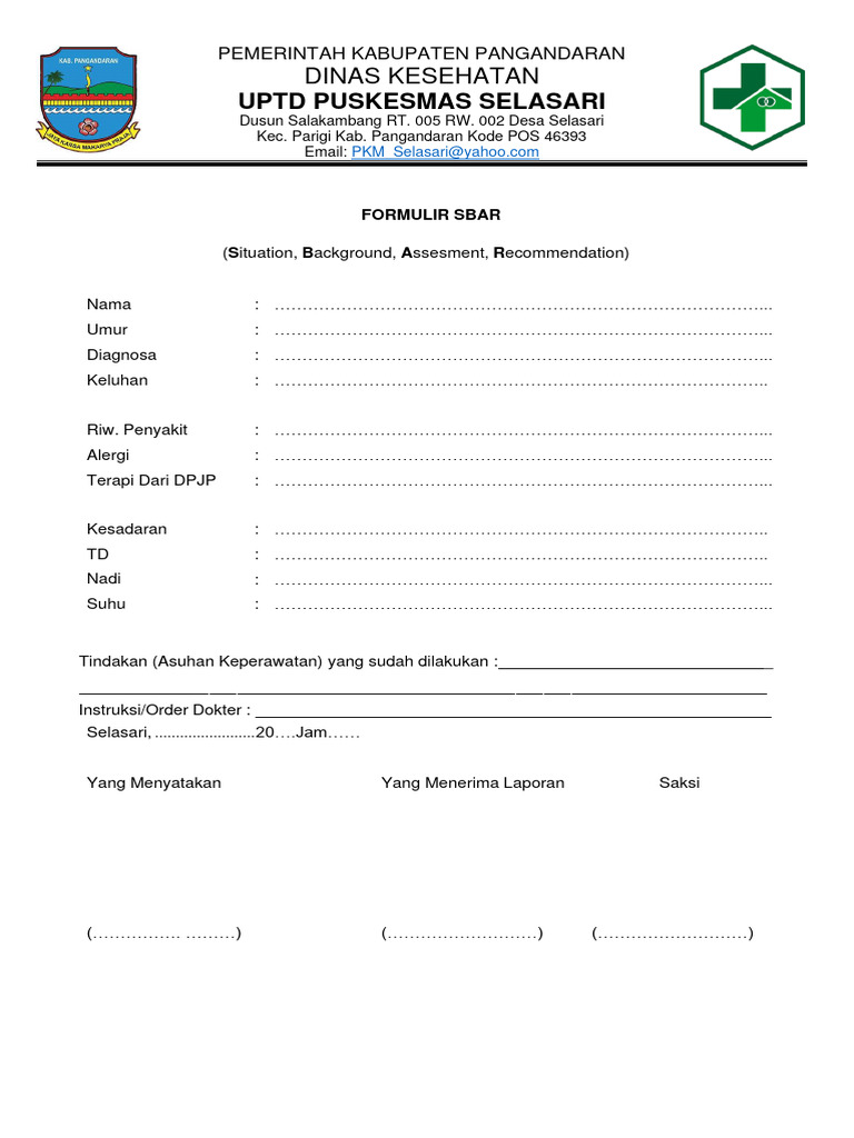 Formulir Sbar | PDF