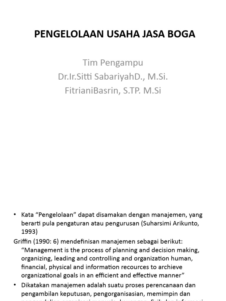 Pengelolaan Usaha Jasa Boga | PDF