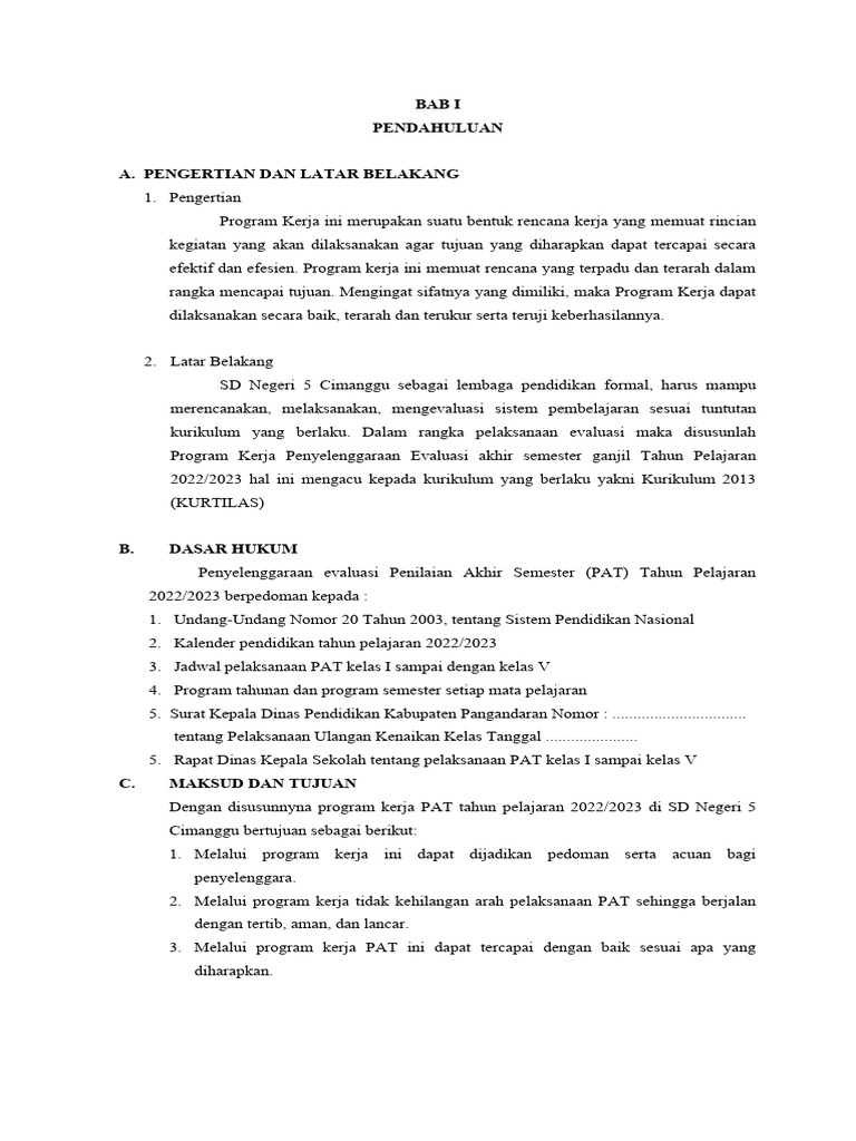 PROGRAM PAS SD | PDF