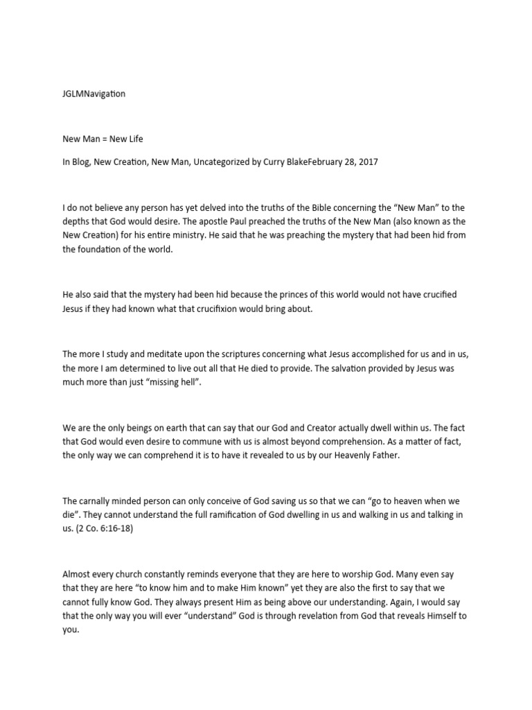 New Man New Life | PDF | Jesus | God