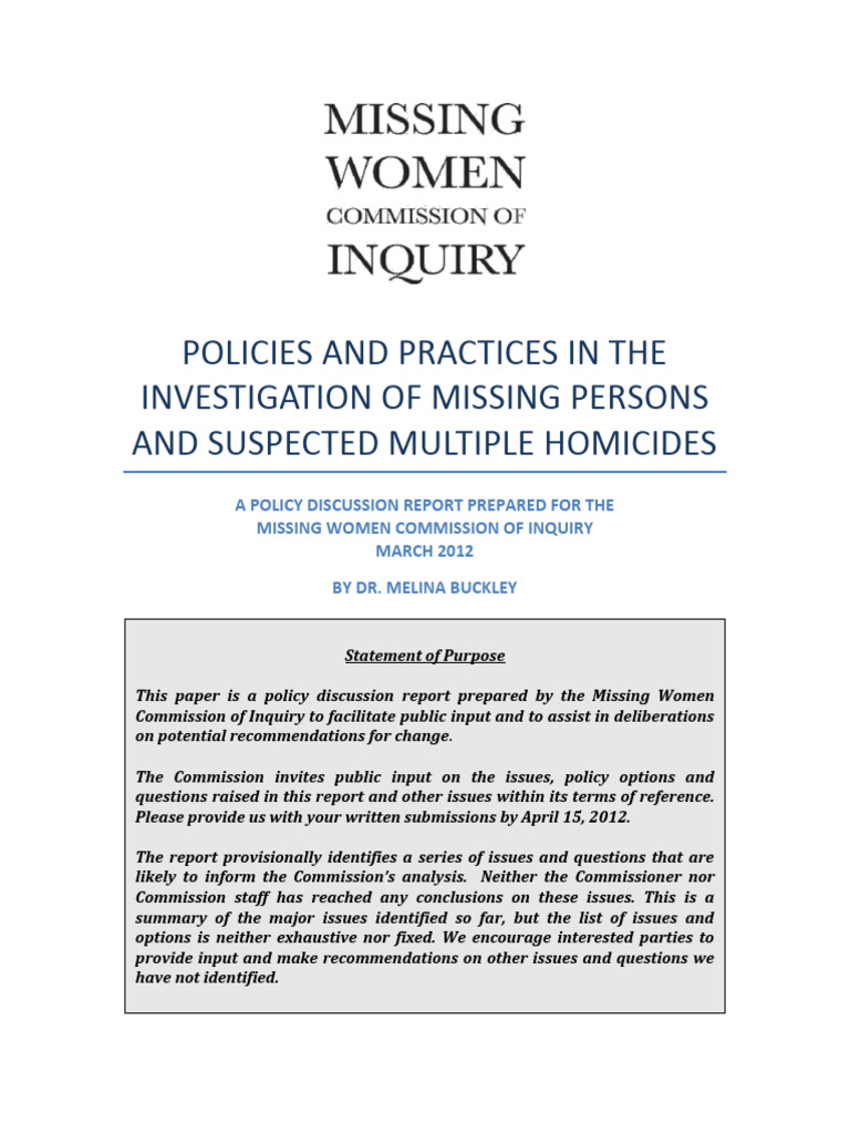 Missing Persons Investigation Policies | PDF | Police