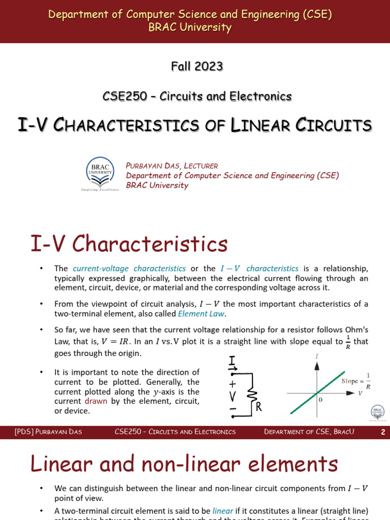 I-V Characteristics of Linear Circuits | PDF | Electrical Network ...