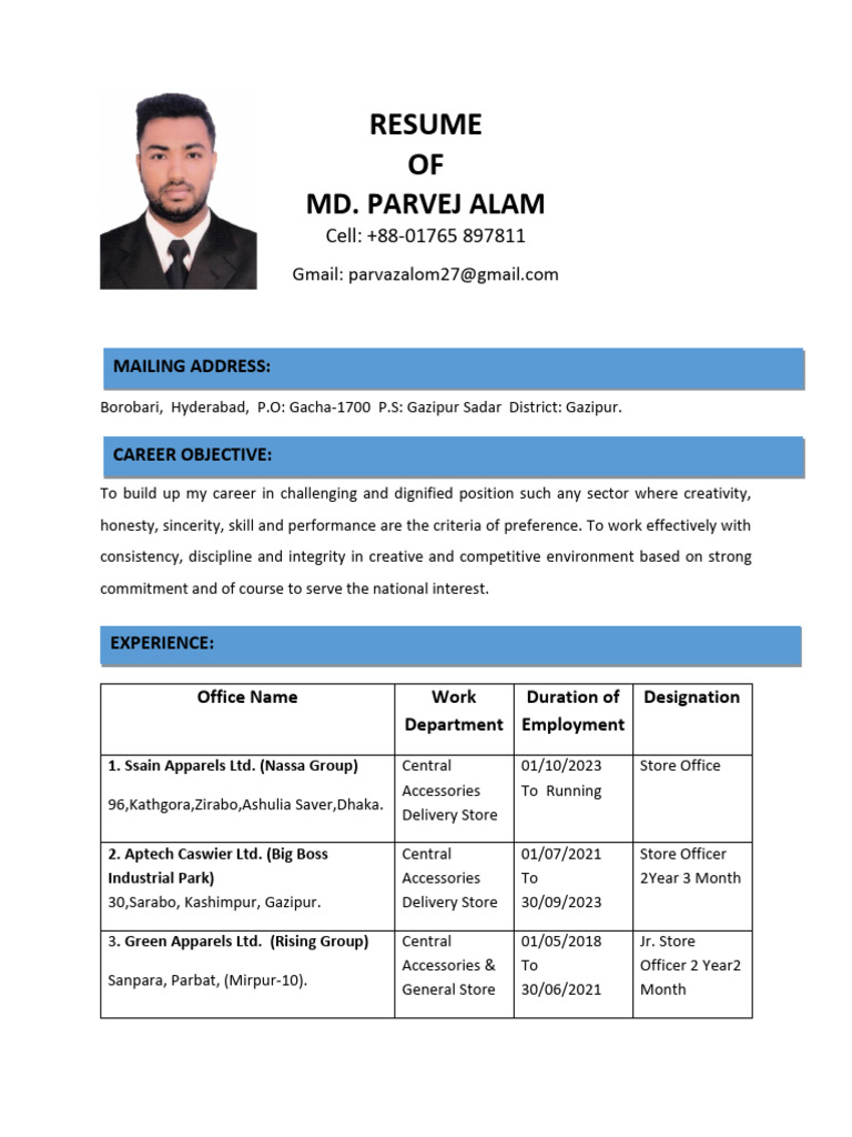 MD Parvej Alam | PDF | Career & Growth
