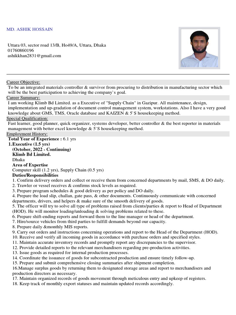 Md. Ashik Hossain | PDF | Warehouse | Inventory