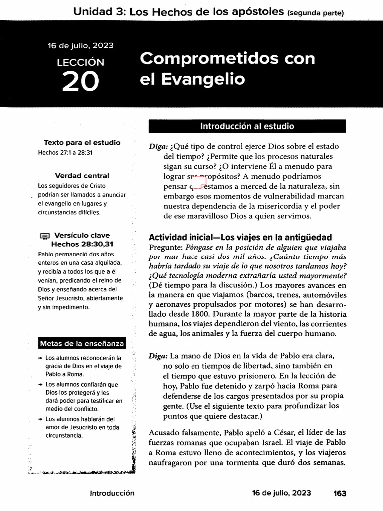 Leccion 20 23 B. Comprometidos Con El Evangelio Maestro | PDF