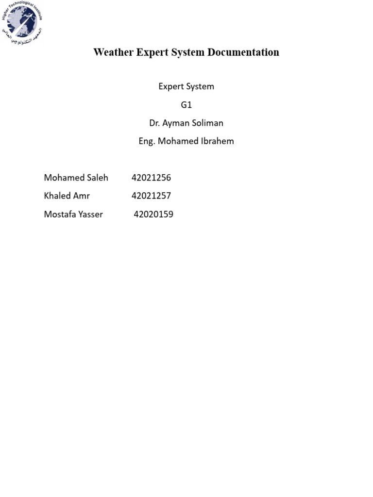 Weather Expert System Documentation | PDF | Humidity | Wind Speed