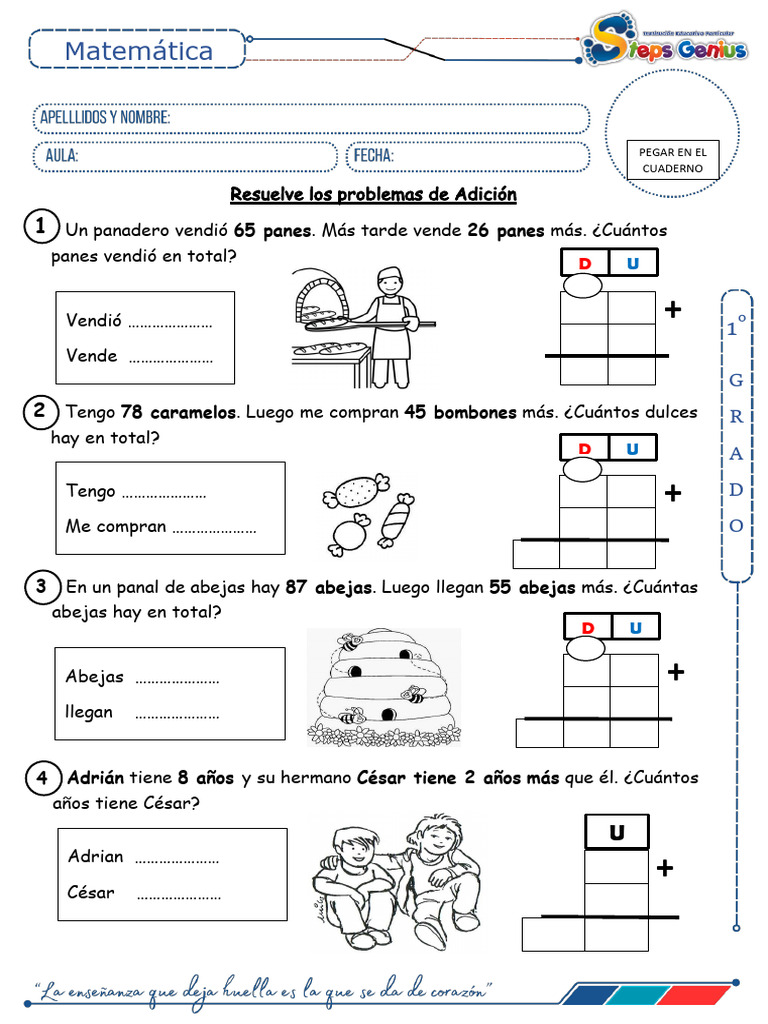 PROBLEMAS DE ADICIÓN Hasta El 99 (03 - 05 - 24) | PDF