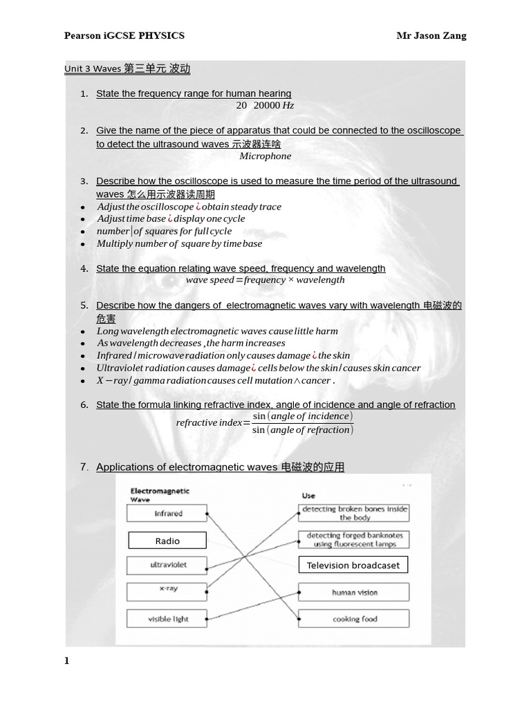 iGCSE Physics Unit 3: Waves Overview | PDF | Waves | Electromagnetic Radiation