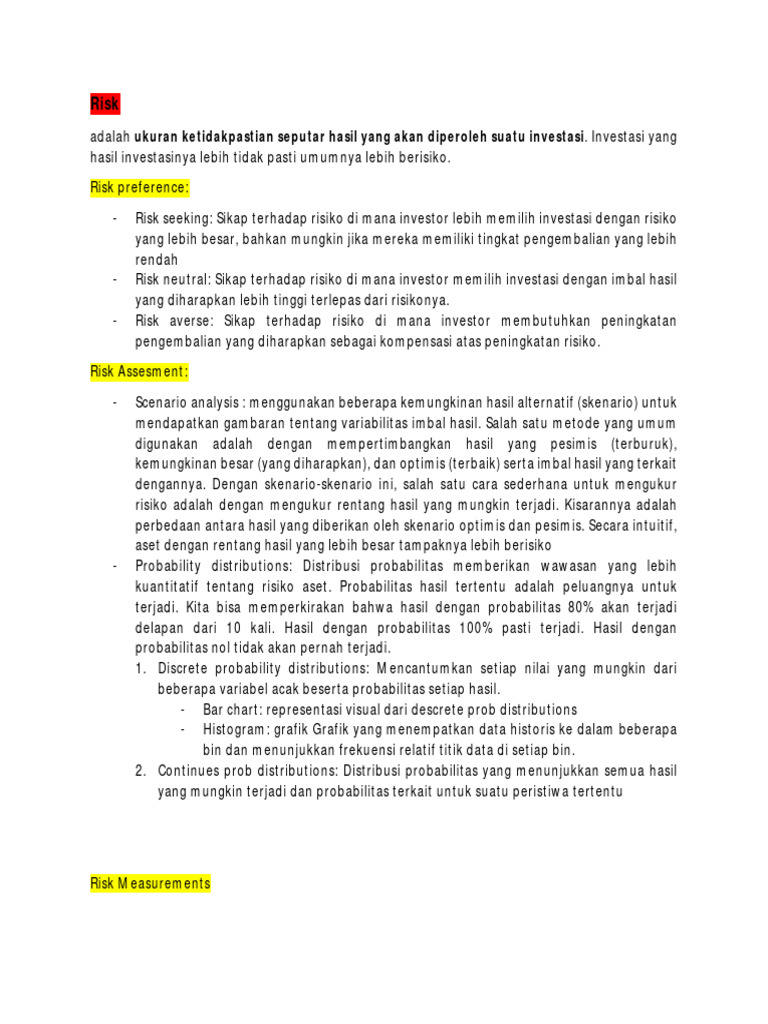 Risk & Return (Bab 8 E-Book) | PDF | Pengelolaan Keuangan & Uang