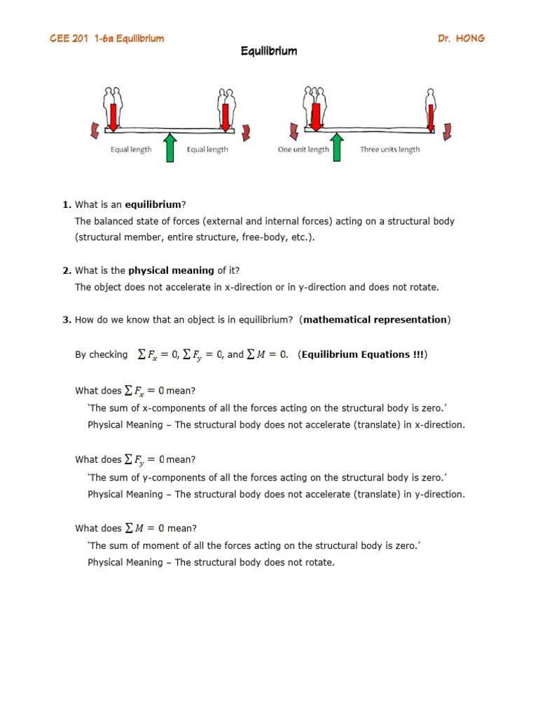 Equilibrium Concepts Pdf Force Mechanics