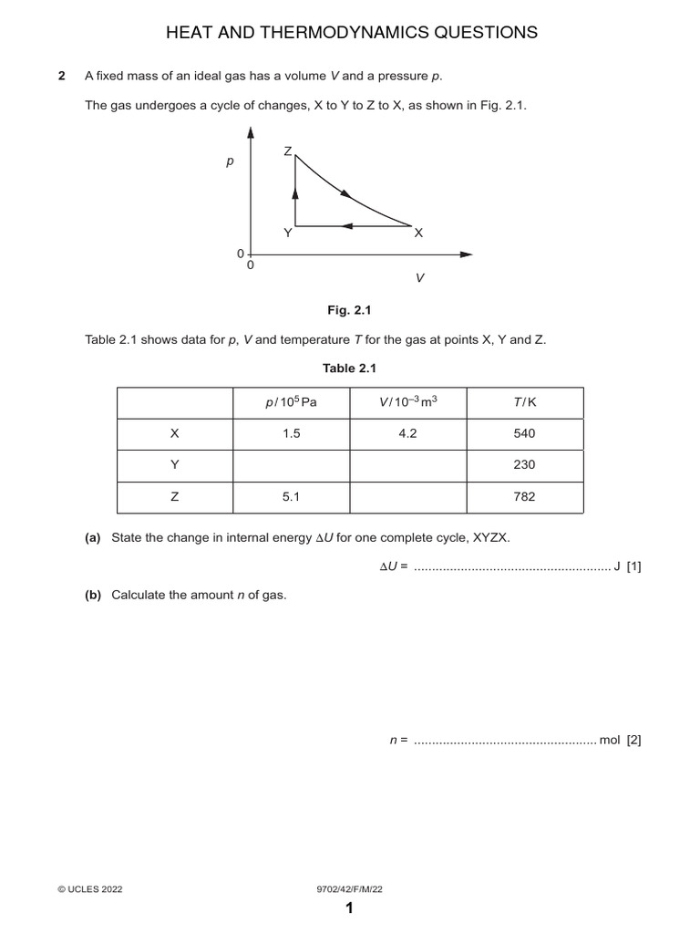 Heat and Thermodynamics Questions | PDF | Gases | Temperature