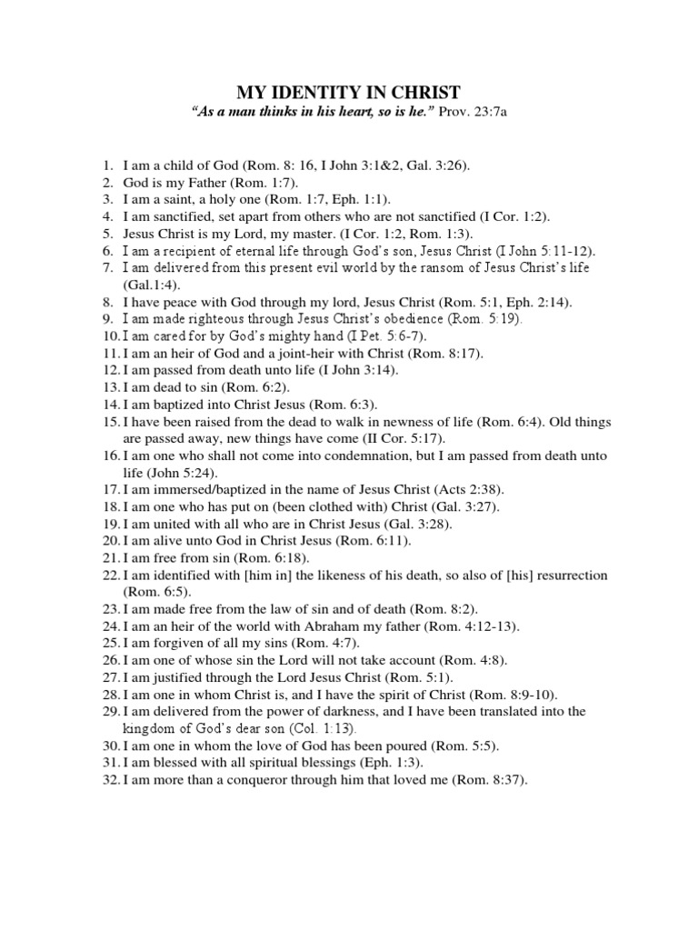 My Identity in Christ | PDF | Eternal Life (Christianity) | Christian ...