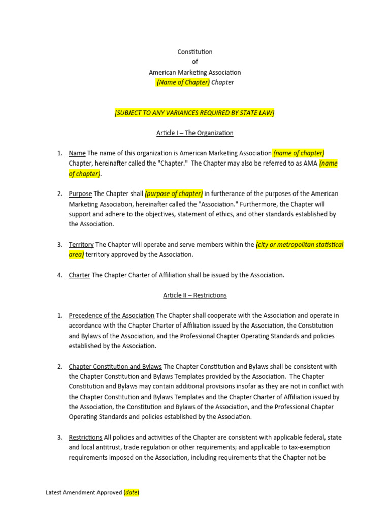 American Marketing Association Chapter Constitution | PDF ...