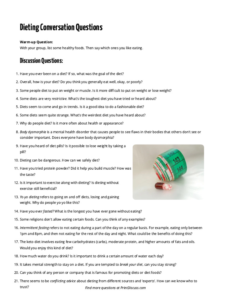 Dieting Questions | PDF | Self-Improvement | Lifestyle