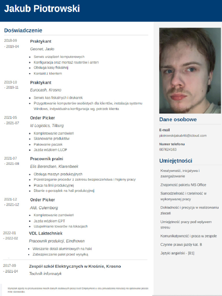 CV Jakub | PDF