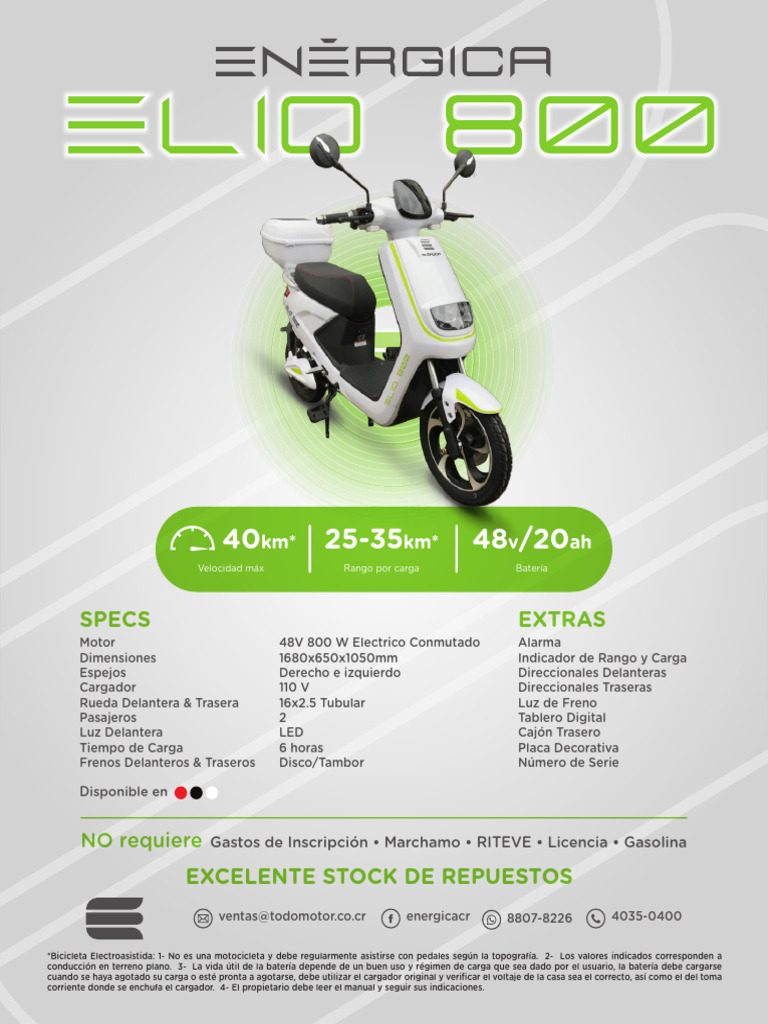 Ficha Energica Elio 800 | PDF