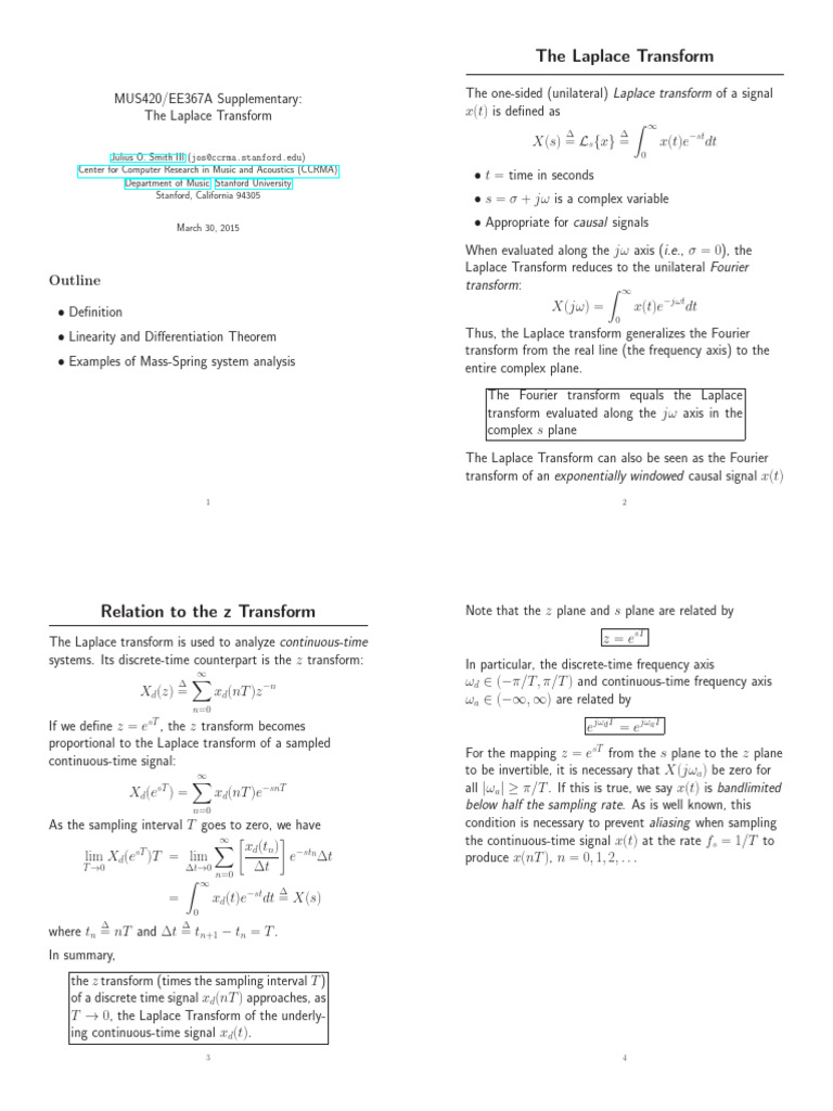 Laplace_4up | PDF | Laplace Transform | Physics