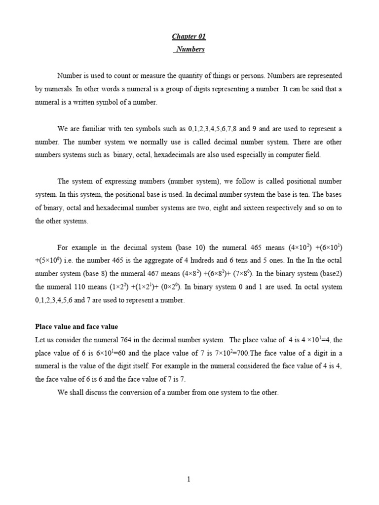 Chapter 01 Numbers | PDF | Numbers | Decimal