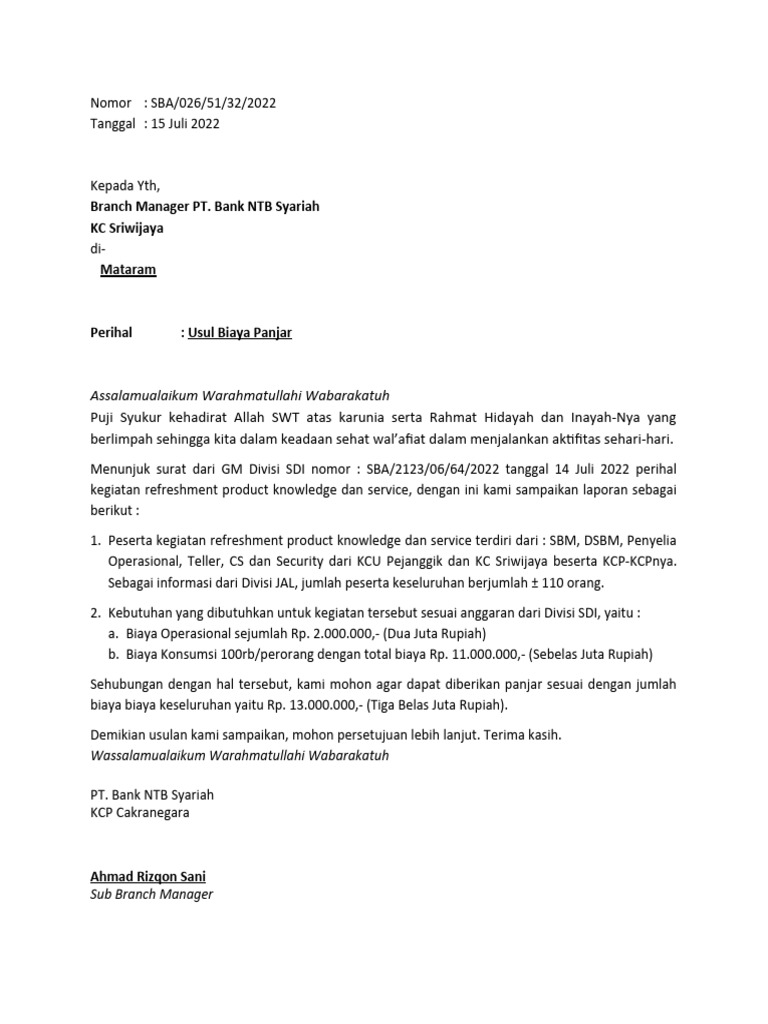 Contoh Panjar | PDF