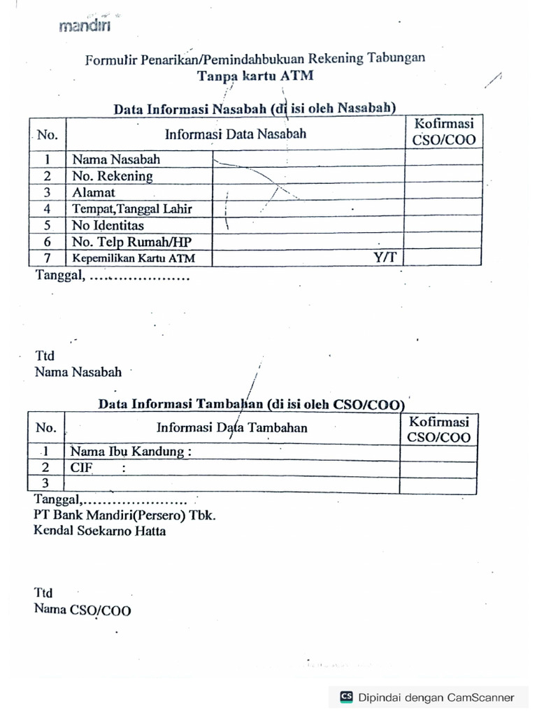Form Ganti Atm | PDF