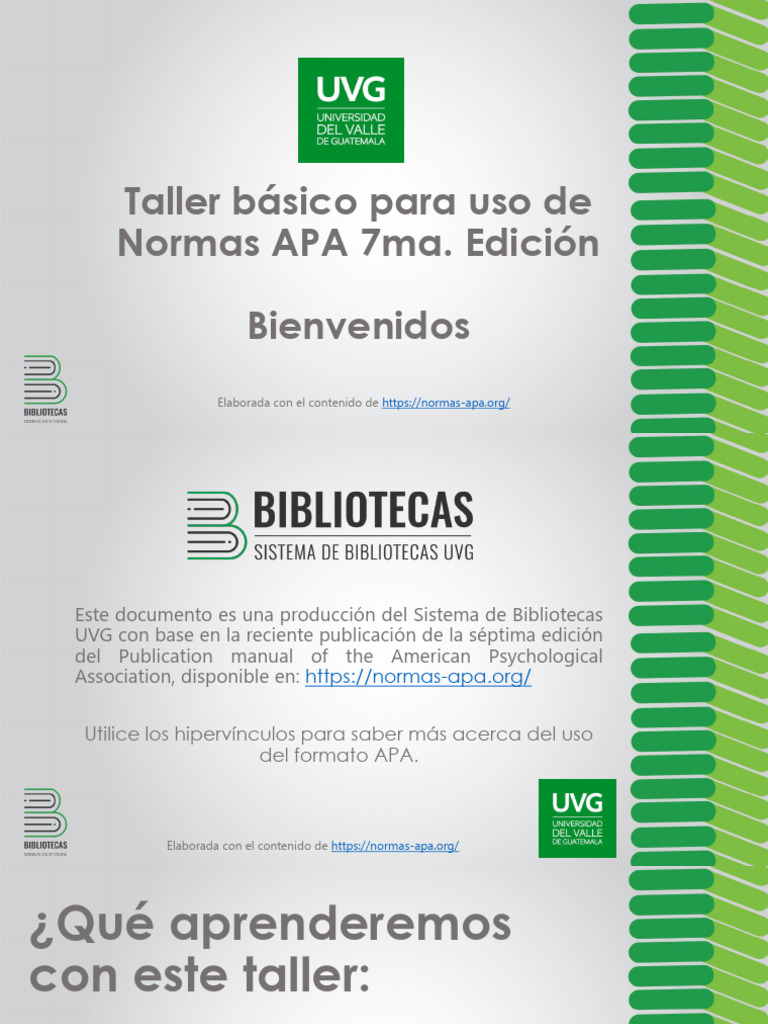 Taller Básico de Normas APA 7ma Edicion | PDF | Estilo apa | Citación