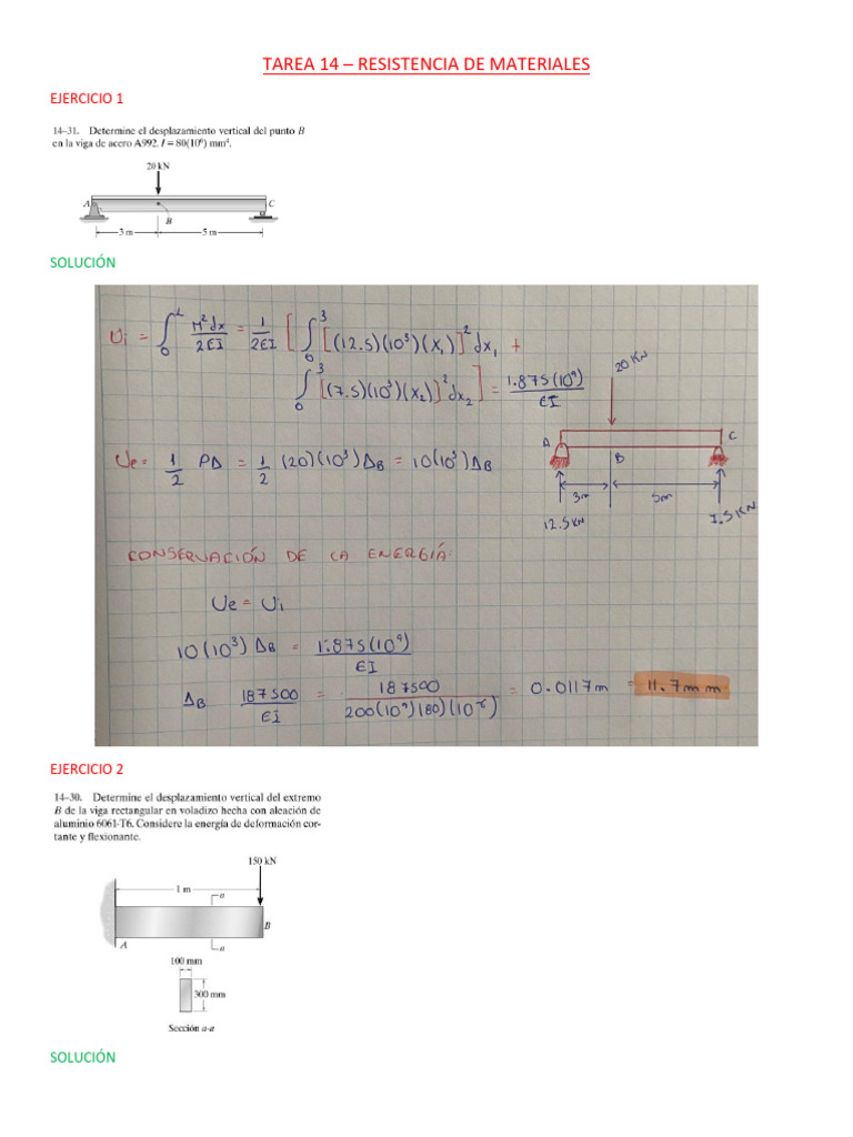 Tarea 14 - Resistencia de Materiales | PDF