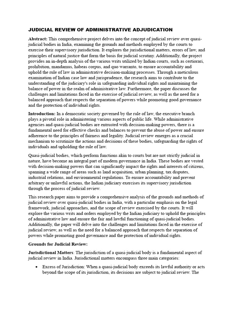 Judicial Review of Administrative Adjudication | PDF | Habeas Corpus ...