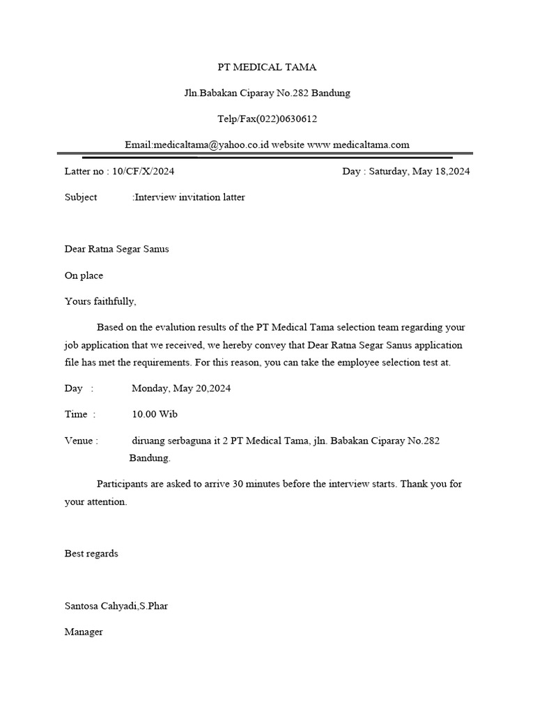 Surat Balasan Bahasa Inggris | PDF