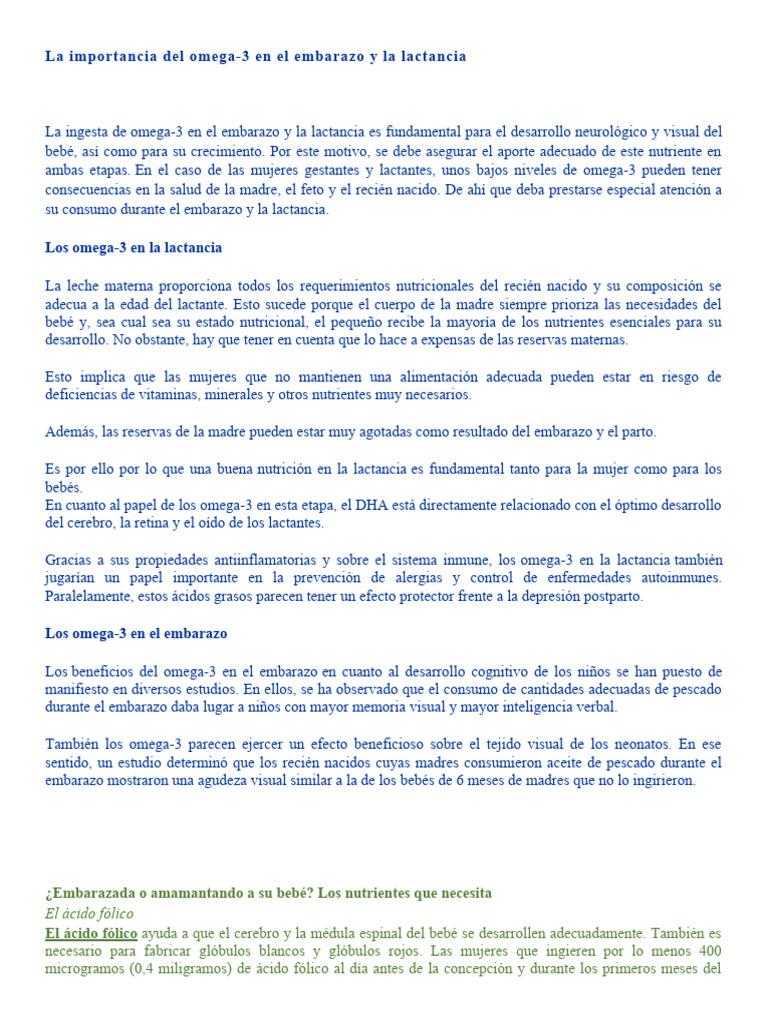 Embarazo Omega 3 y Tri Iron Folic | PDF | Amamantamiento | Ácido Graso ...