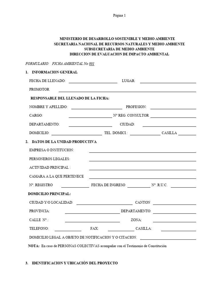 Ficha Ambiental | Descargar gratis PDF | Evaluación de impacto ambiental | Residuos