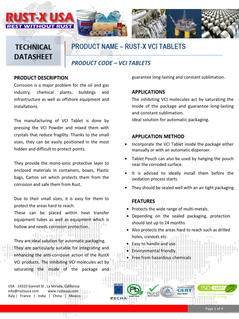 VCI - Tablet - Rust X | PDF | Corrosion | Materials