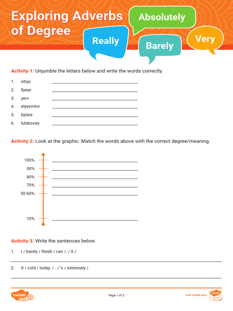 Esl Adverbs of Degree Adults A2 | PDF | English As A Second Or Foreign ...